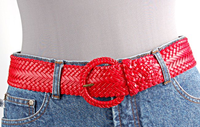 Strait City image: red braided pleather belt 3002 Strait City image: red braided pleather belt 3002